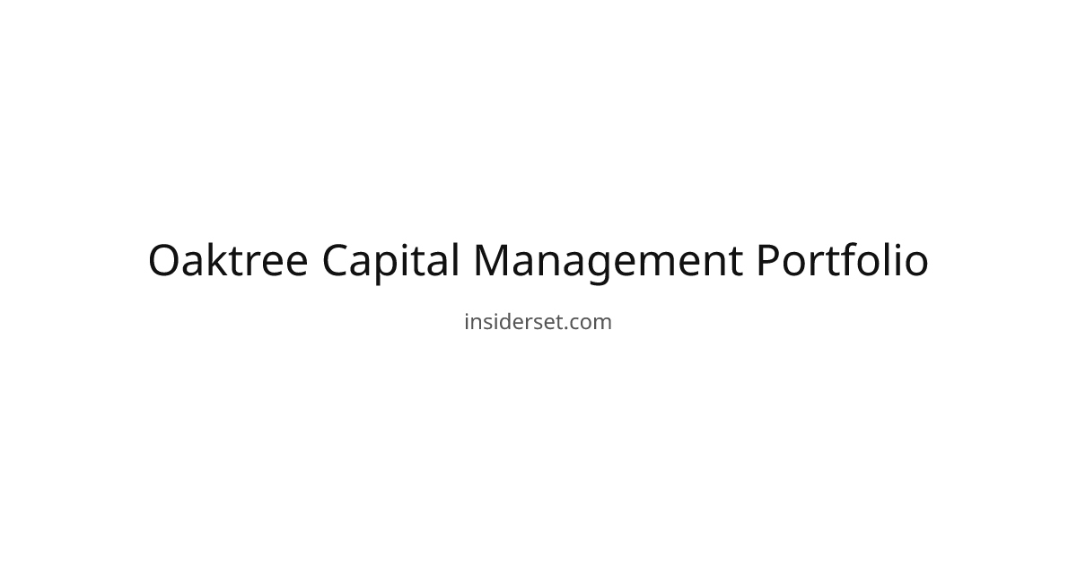 Oaktree Capital Management Portfolio & Holdings (2026)